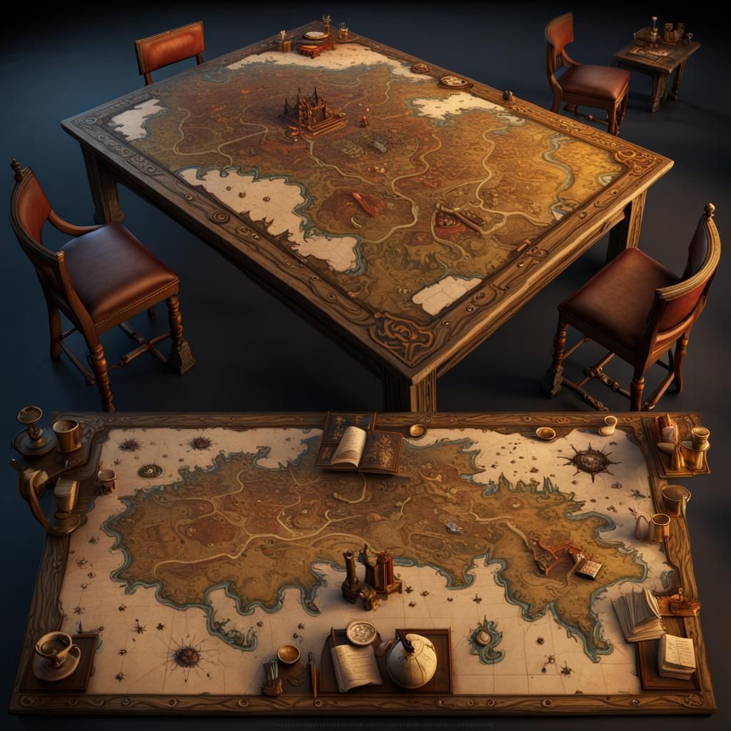 map on mid-evil tavern table, mid-evil map is of the eight level of ...