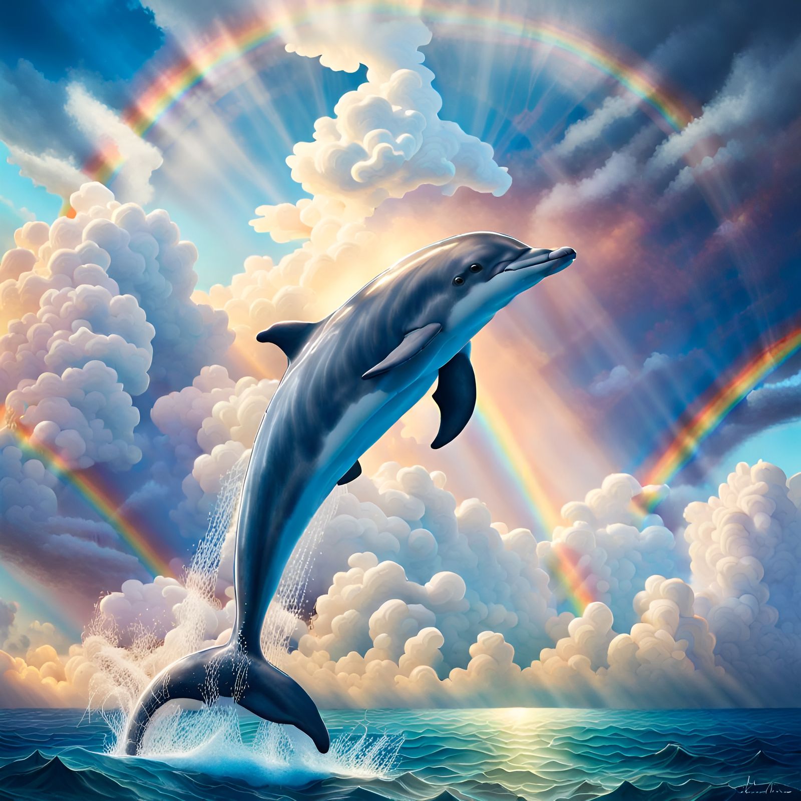 Beautiful fantasy dolphin in the sky, cloud art style, smokey, amazing ...