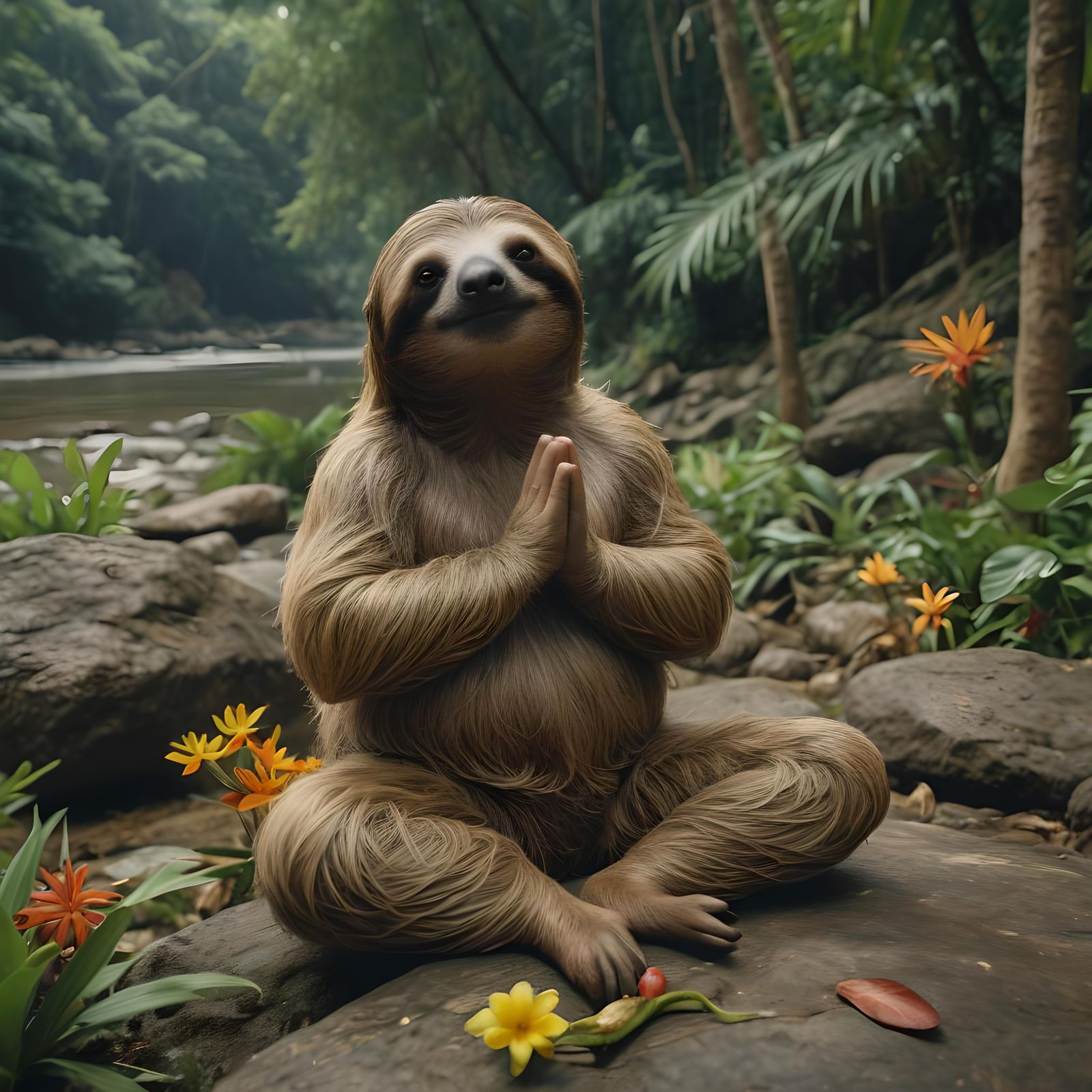 Meditating Sloth - AI Generated Artwork - NightCafe Creator