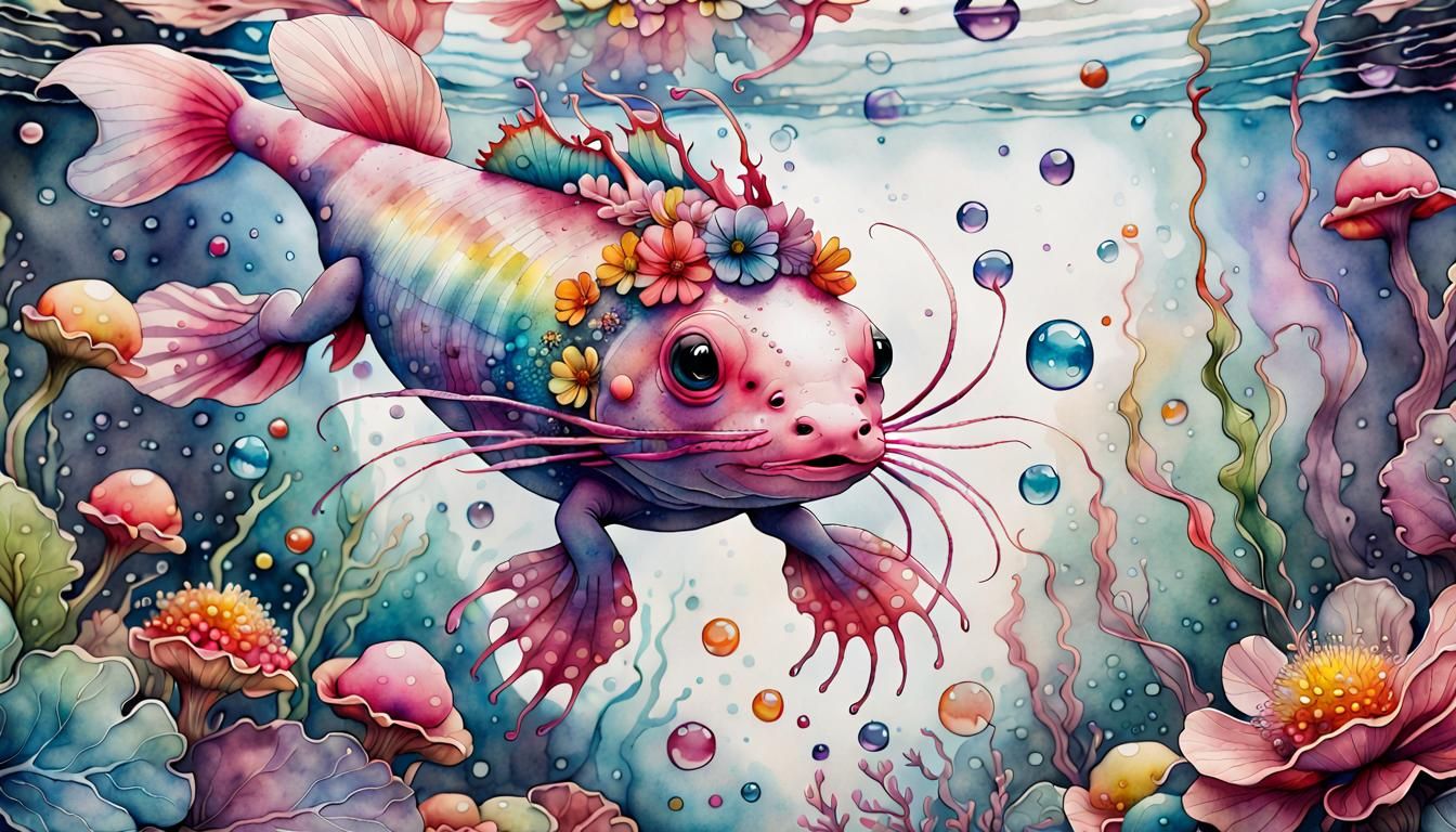The Rainbow Axolotl - AI Generated Artwork - NightCafe Creator