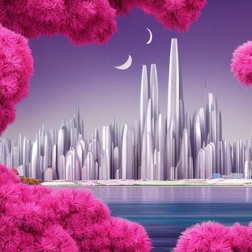 Purple Cityscape 11 - AI Generated Artwork - NightCafe Creator