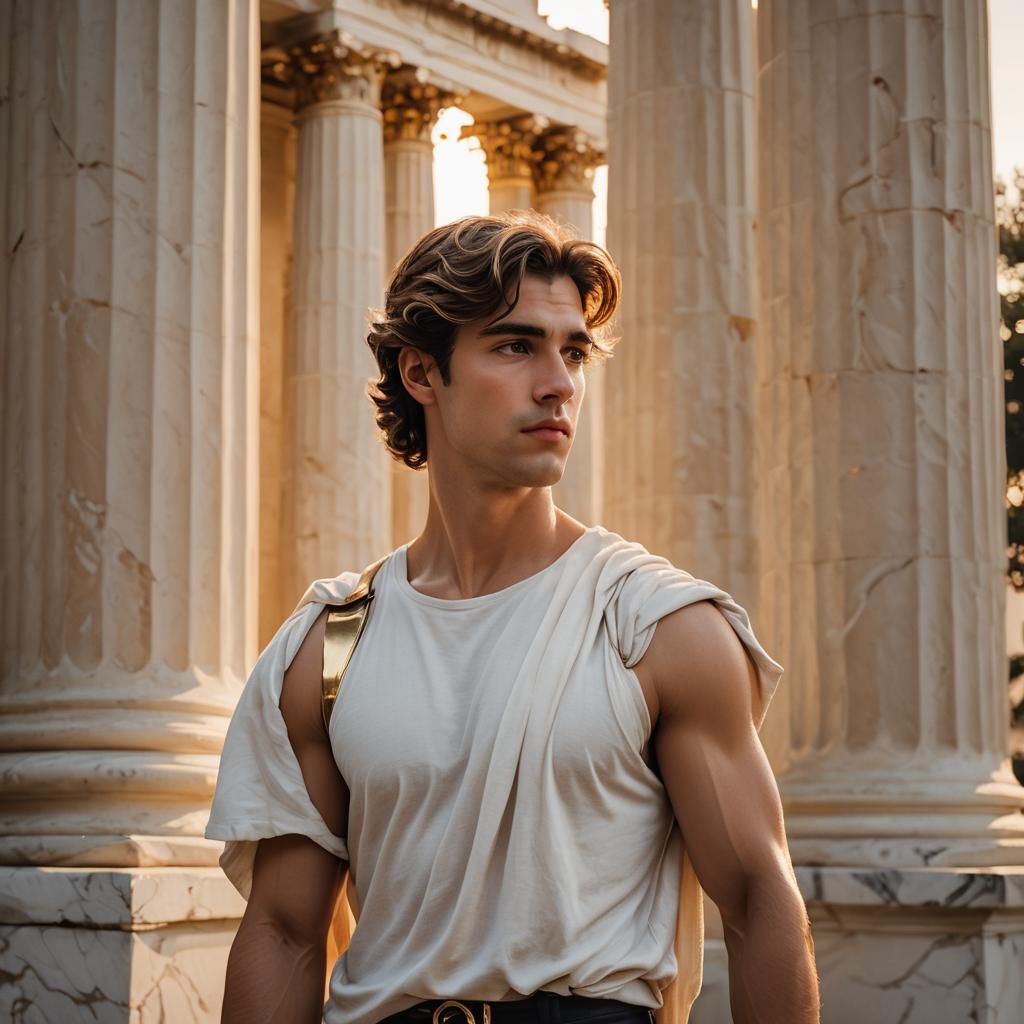 Greek Adonis - Baroque Portrait of Adonis in a Greek Temple