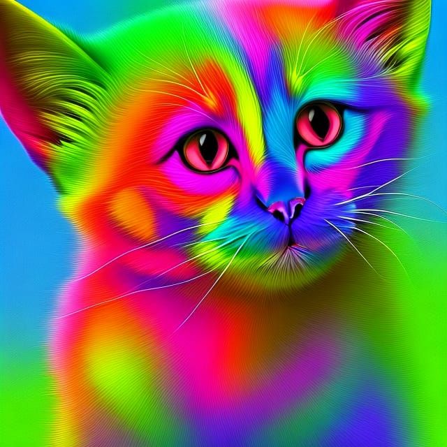 Rainbow colored kitten - AI Generated Artwork - NightCafe Creator