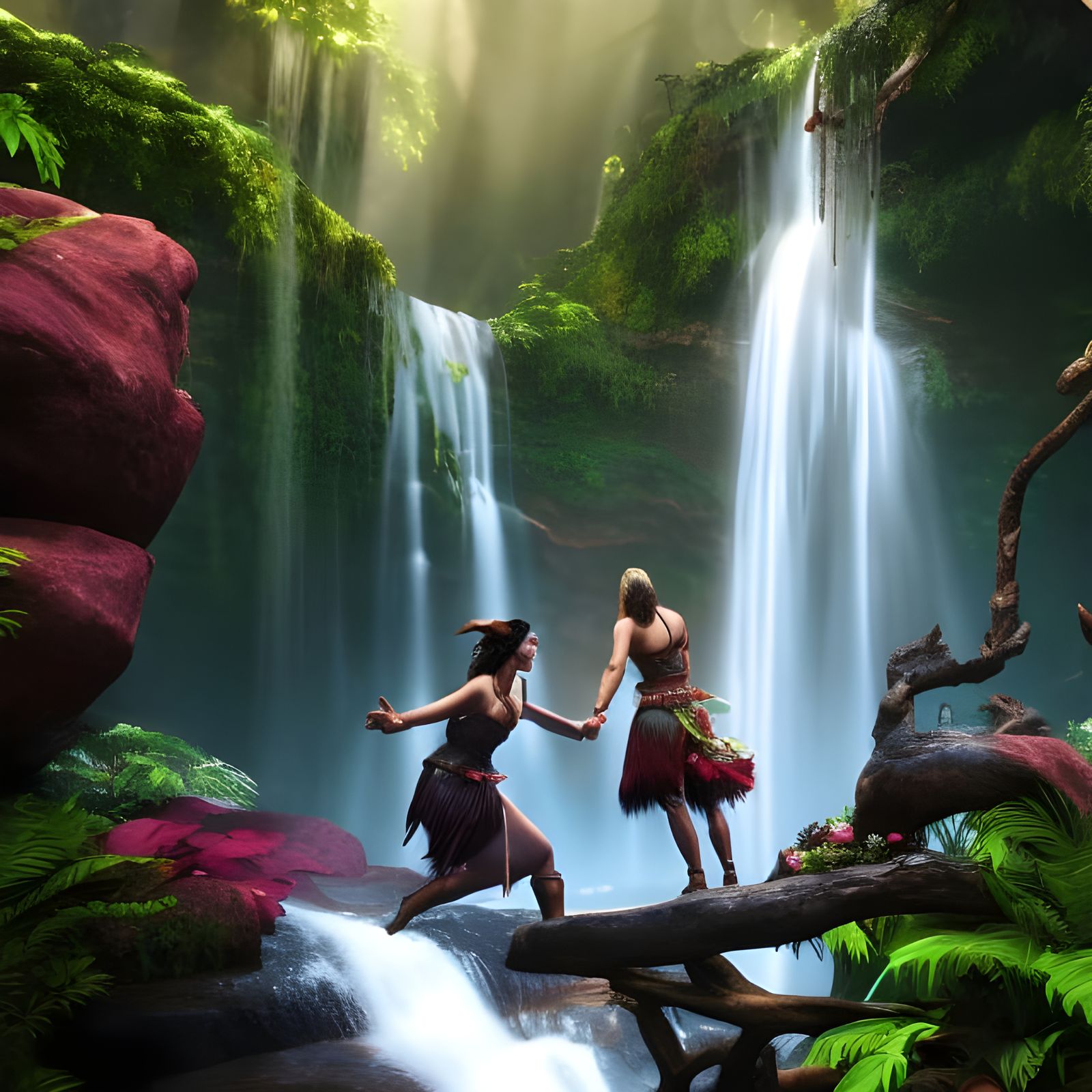 Chasing Waterfalls - AI Generated Artwork - NightCafe Creator