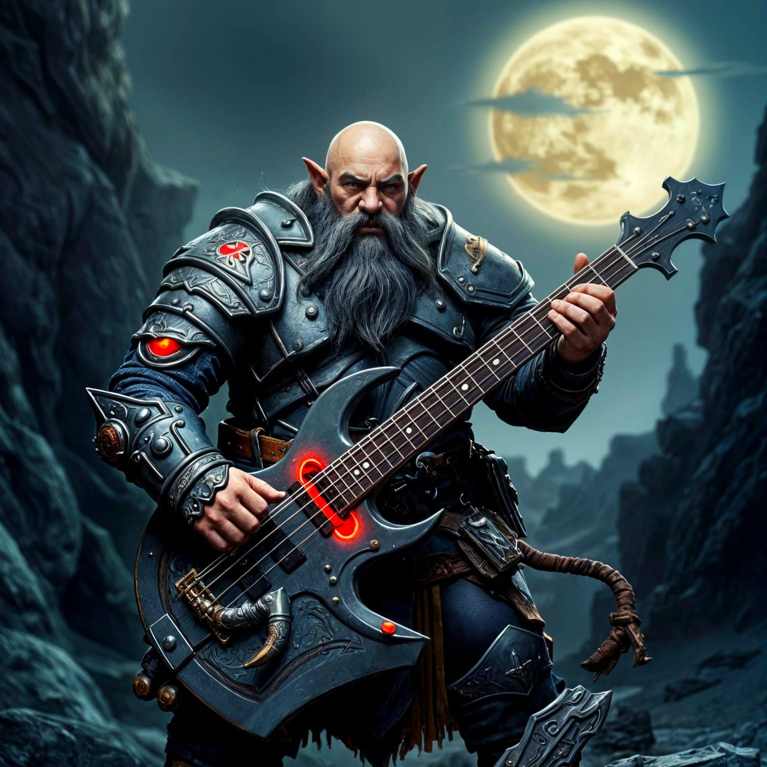Heavy metal dwarf - Fantasy Dwarf Warrior Plays Axe Bass in ...
