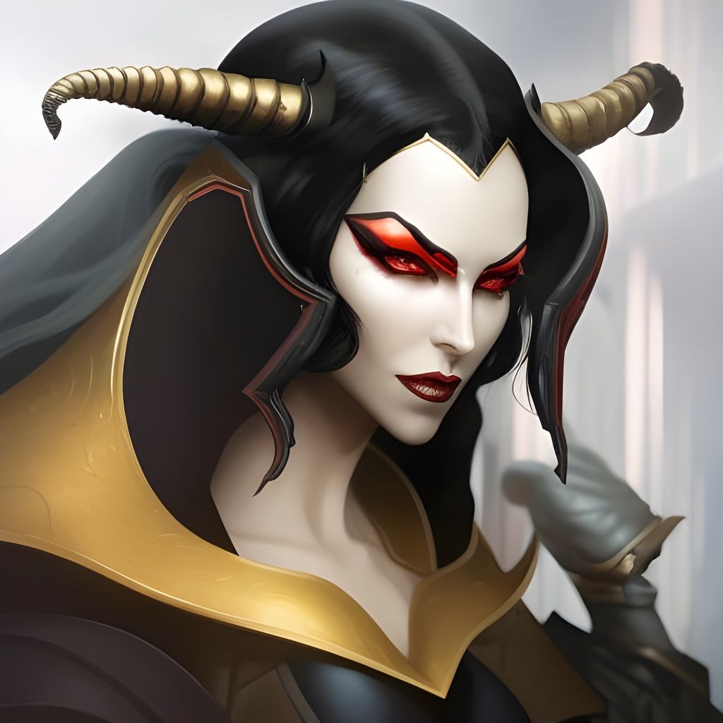 "Zara a female Tiefling rogue is lithe and agile with deep red skin and ...