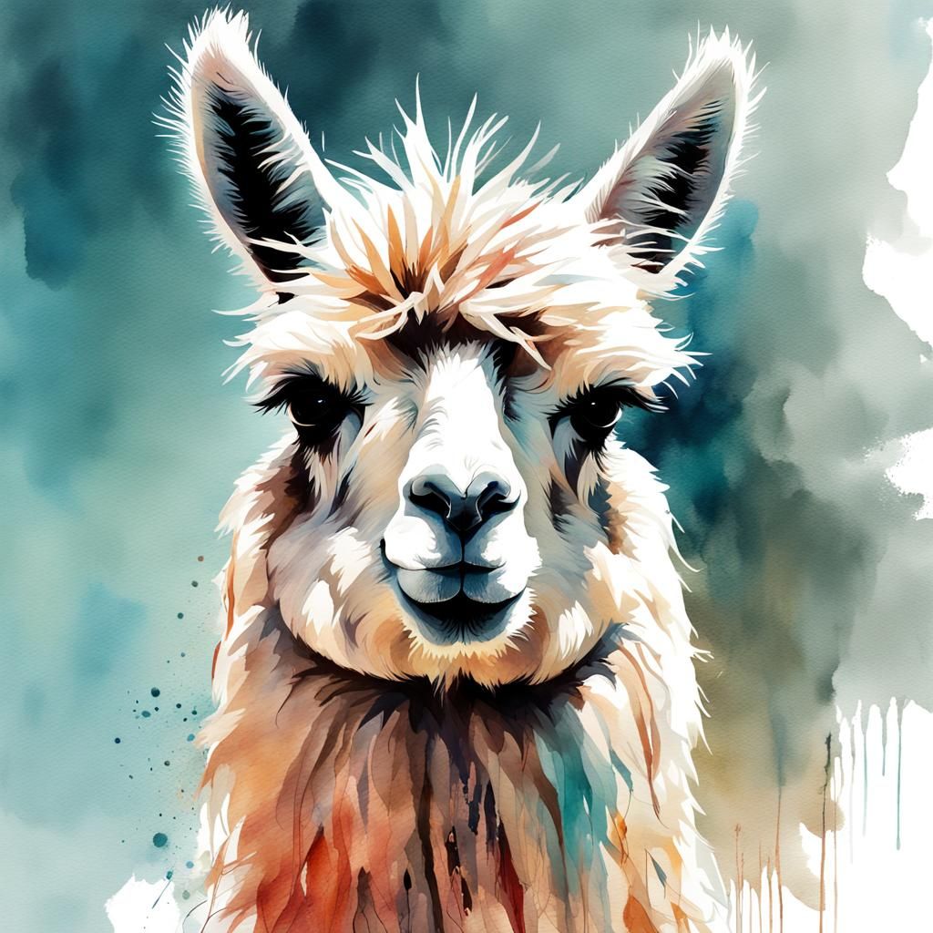 Watercolour Llama - AI Generated Artwork - NightCafe Creator