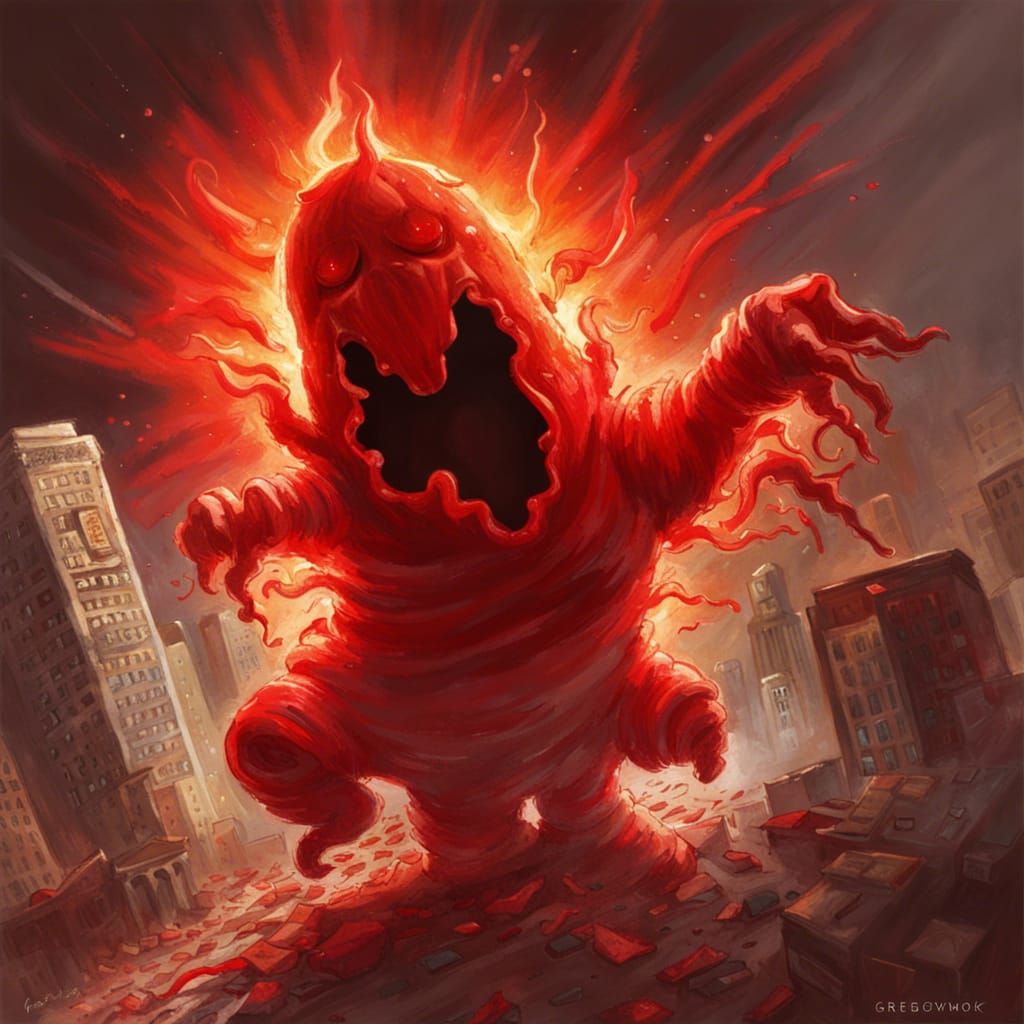 exploding red hot ghost pepper as big as a city - AI Generated Artwork - NightCafe Creator