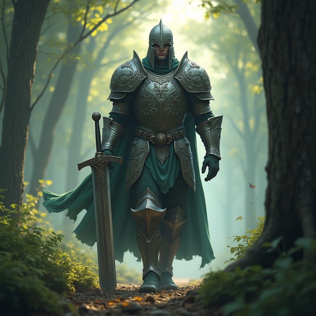 Half-Elf Paladin Strides Through Enchanted Forest ... - AI Art