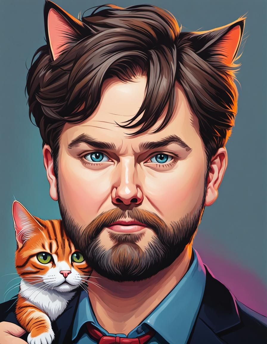 CARTOON PORTRAIT, JD Vance unhappy cat parent - AI Generated Artwork ...