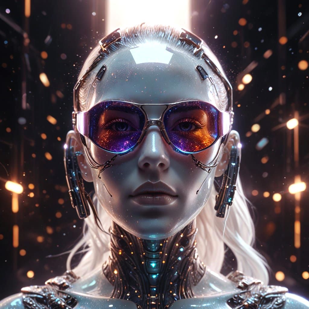 Scifi World - Cyborg Goddess in Cosmic Reflections