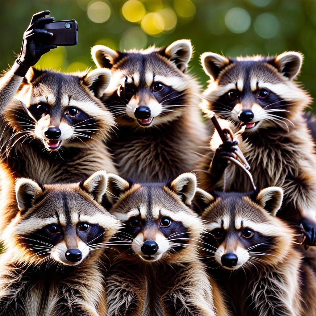 a group of raccoons take a selfie - AI Generated Artwork - NightCafe ...