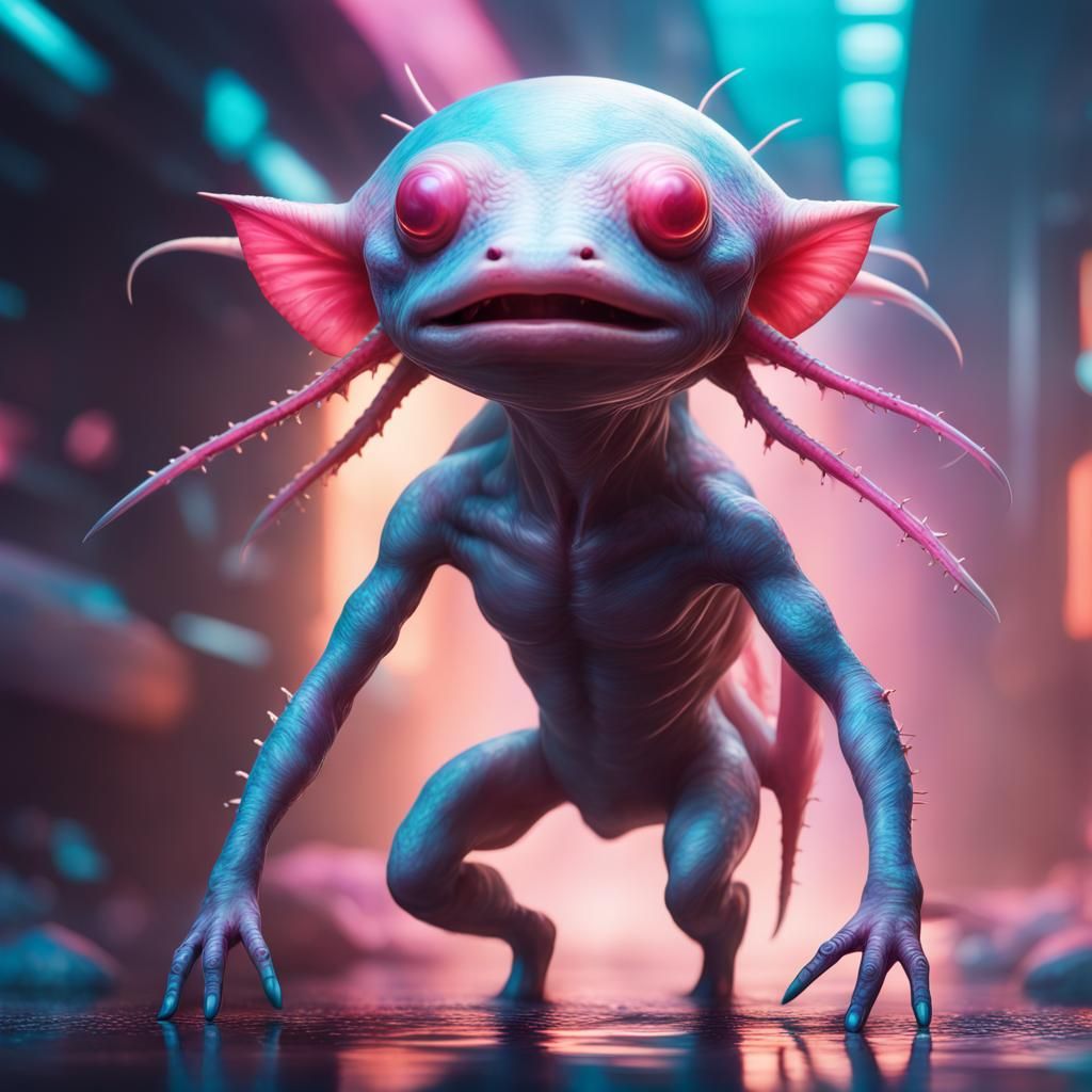 Bipedal Extraterrestrial Axolotl Humanoid From The Future - AI ...