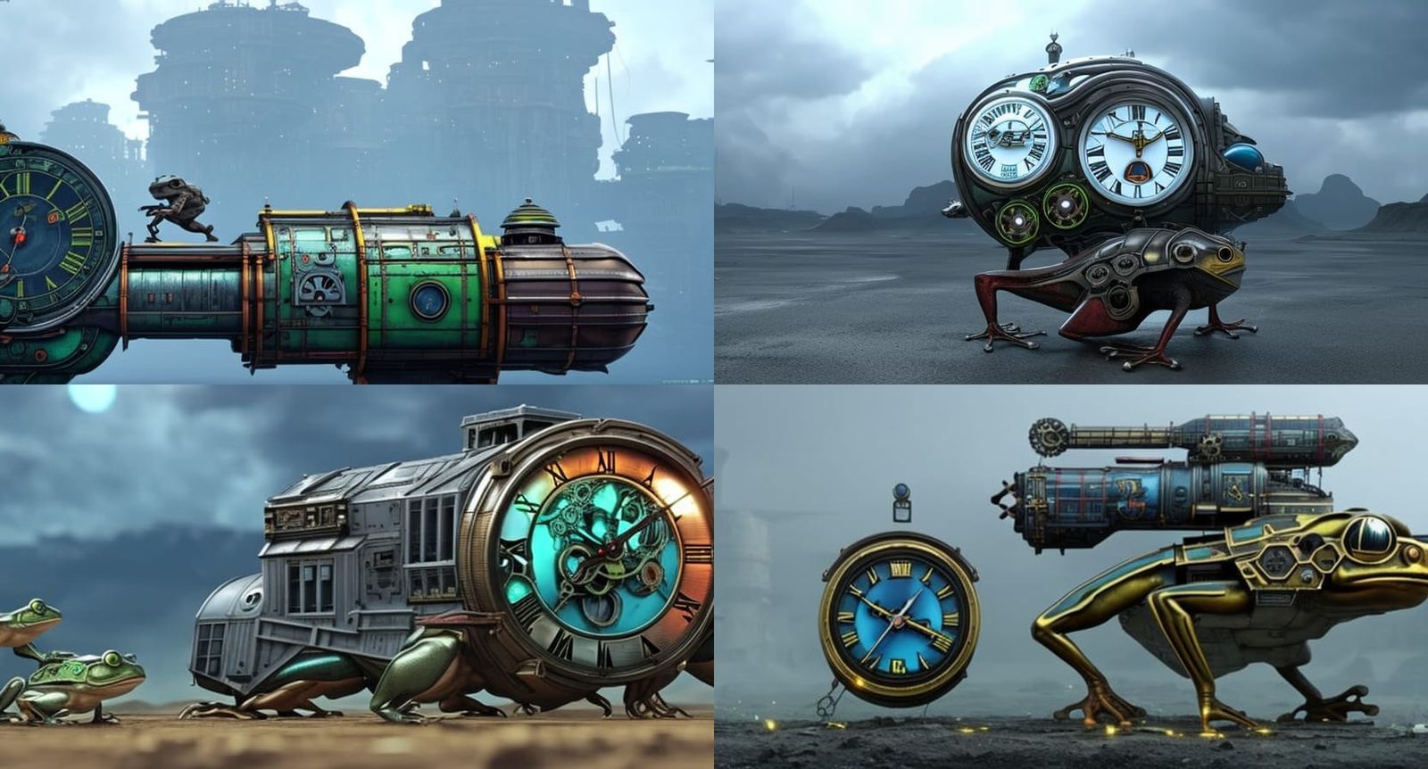 Mechanical frog carrying big clock - AI Generated Artwork - NightCafe ...