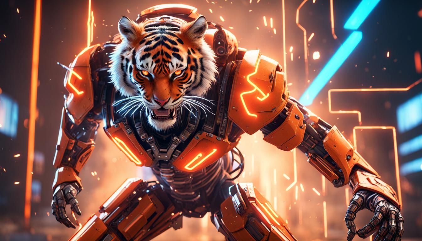 Fluffy cyber hero!🐅 - AI Generated Artwork - NightCafe Creator