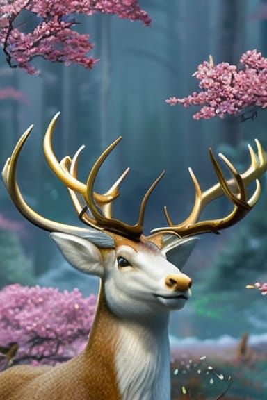 A Mystical Stag in Japan - AI Generated Artwork - NightCafe Creator