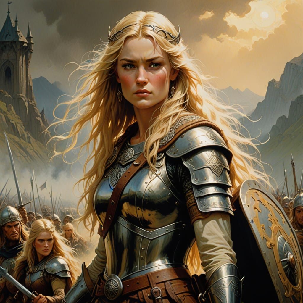 Eowyn, Majestic Shield Maiden of Rohan, in a Dynam... - AI Art