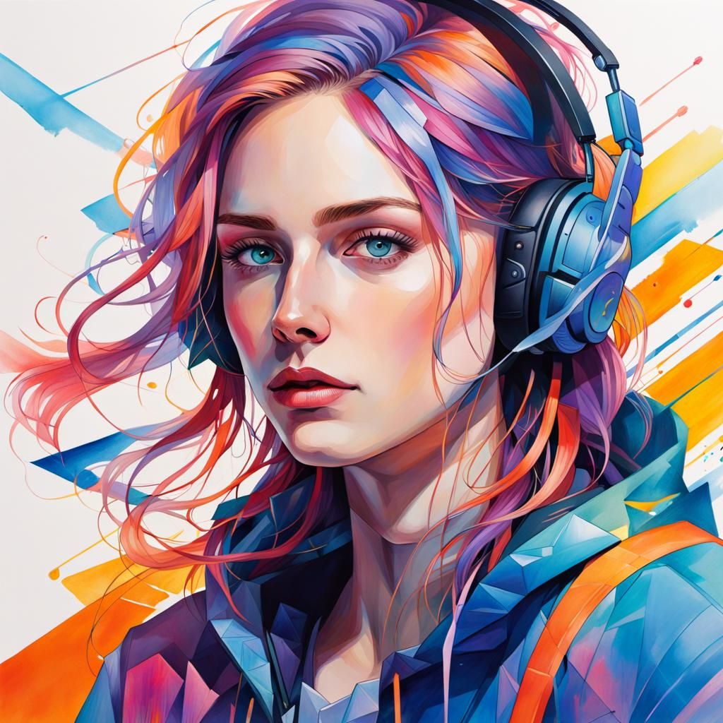 portrait of a gamer at computer, ultra realistic, detailed, clean lines ...