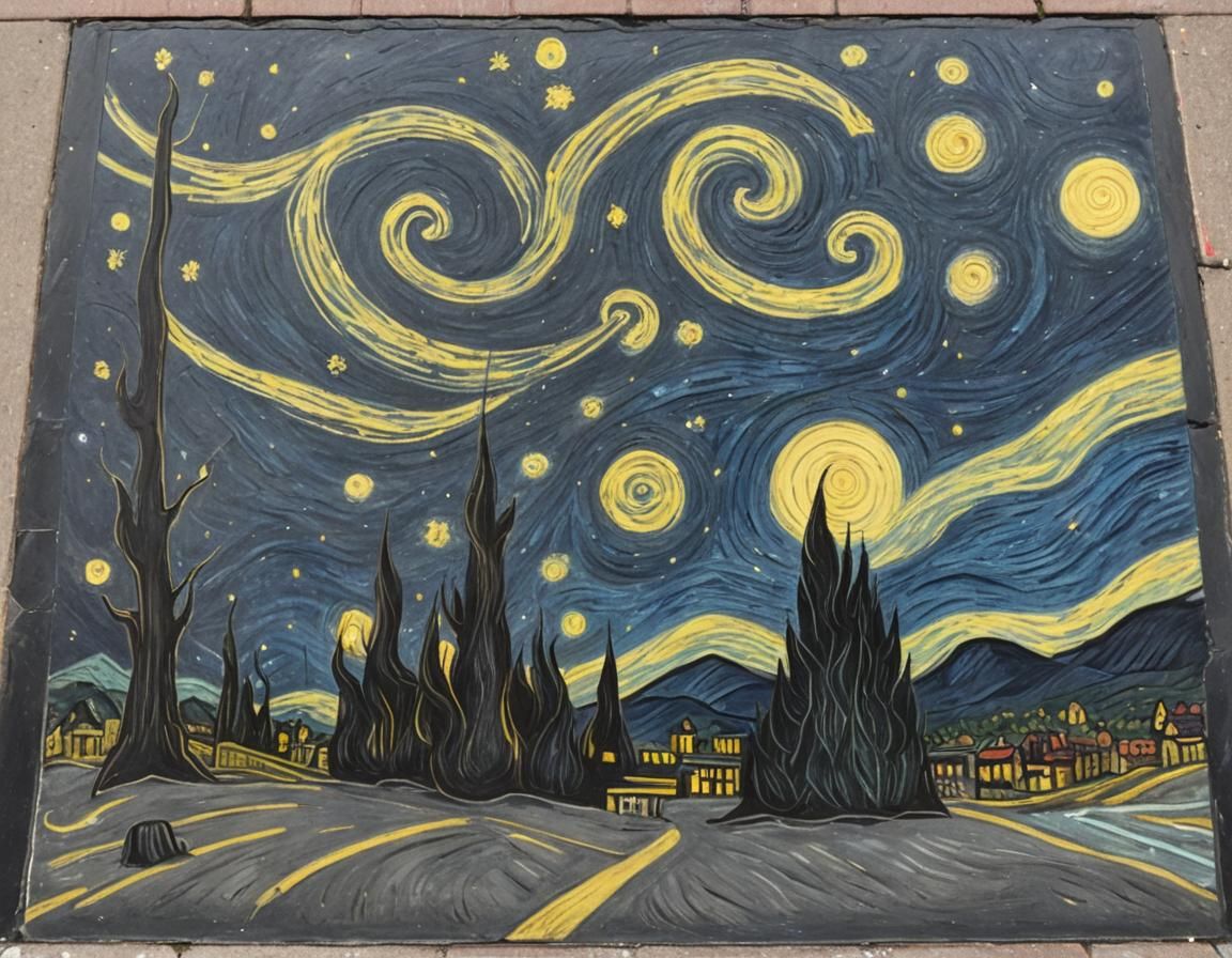 Sidewalk Starry Night - AI Generated Artwork - NightCafe Creator