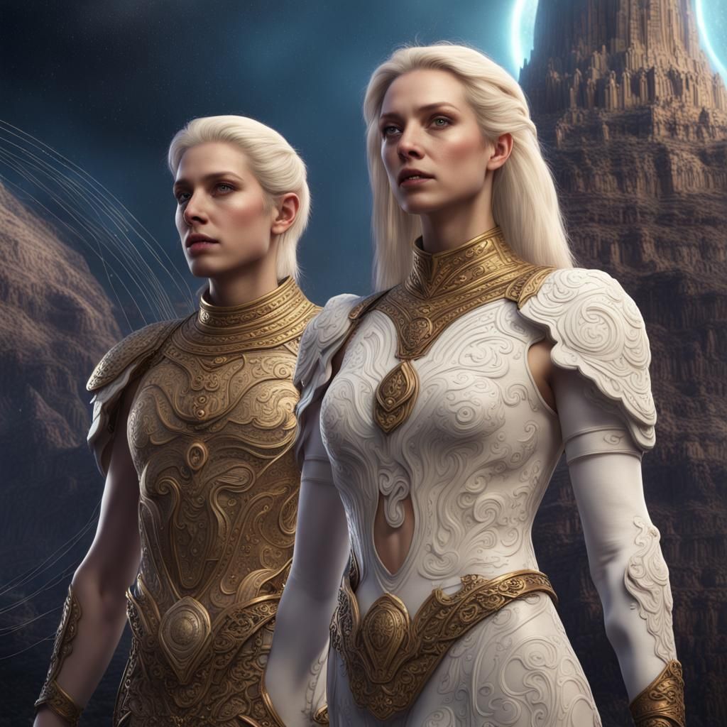 Pleiadian people they have a white skin and blond hair men and woman - AI Generated Artwork ...