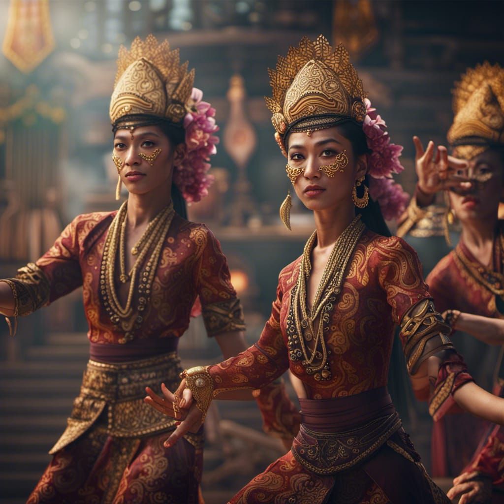 Javanese gambyong dancers with beautiful costumes and lithe hands when ...