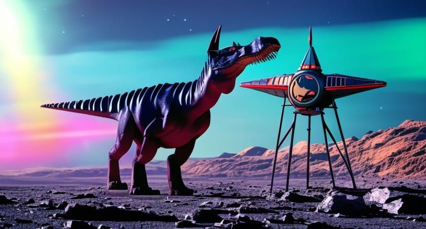 Robot Reptillian at Moonbase - AI Generated Artwork - NightCafe Creator