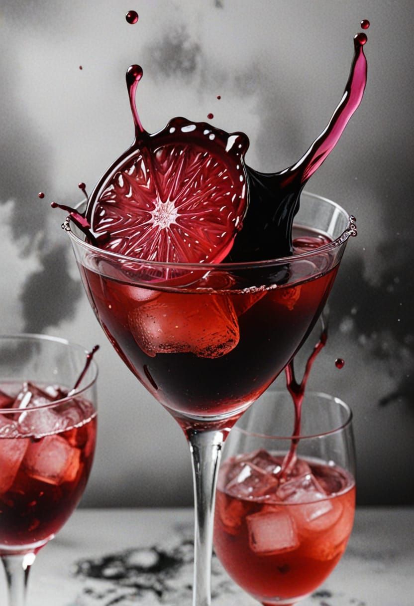 Vibrant Ink Painting of a Cosmopolitan in Close-Up - AI Art