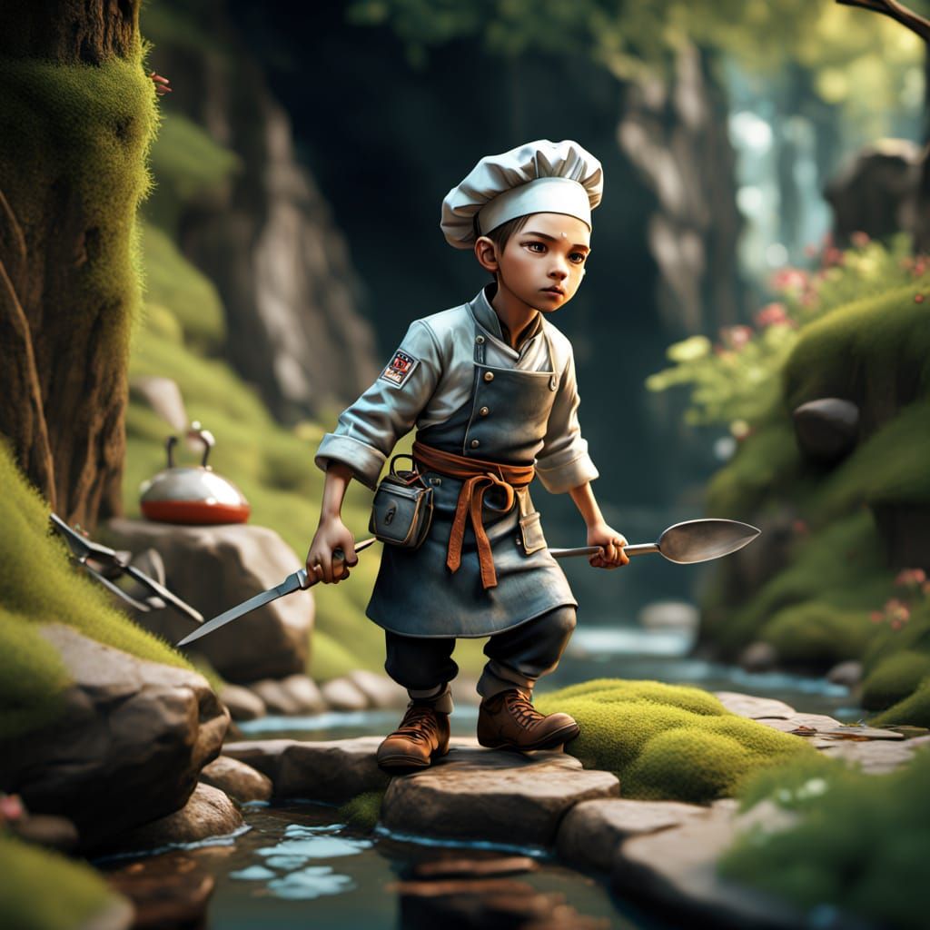 Forest chef - Cinematic Chef Portrait in Busy Kitchen