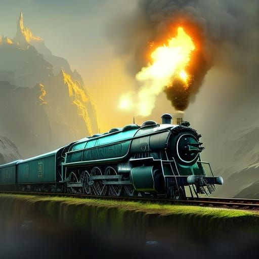 return to the future locomotive inside a bottle, awesome landscape - AI ...
