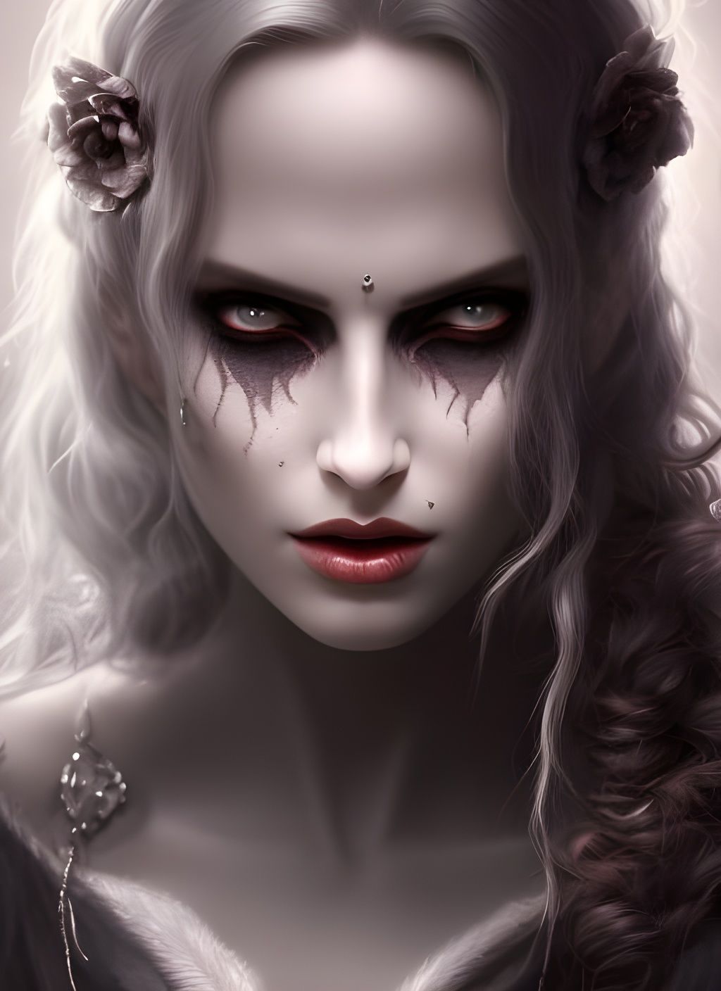 Fierce Beautiful Pale Woman - AI Generated Artwork - NightCafe Creator