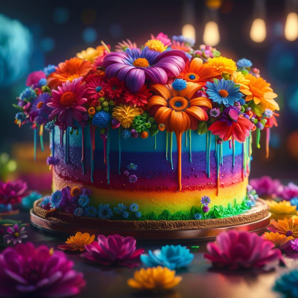 Flower cake - AI Generated Artwork - NightCafe Creator