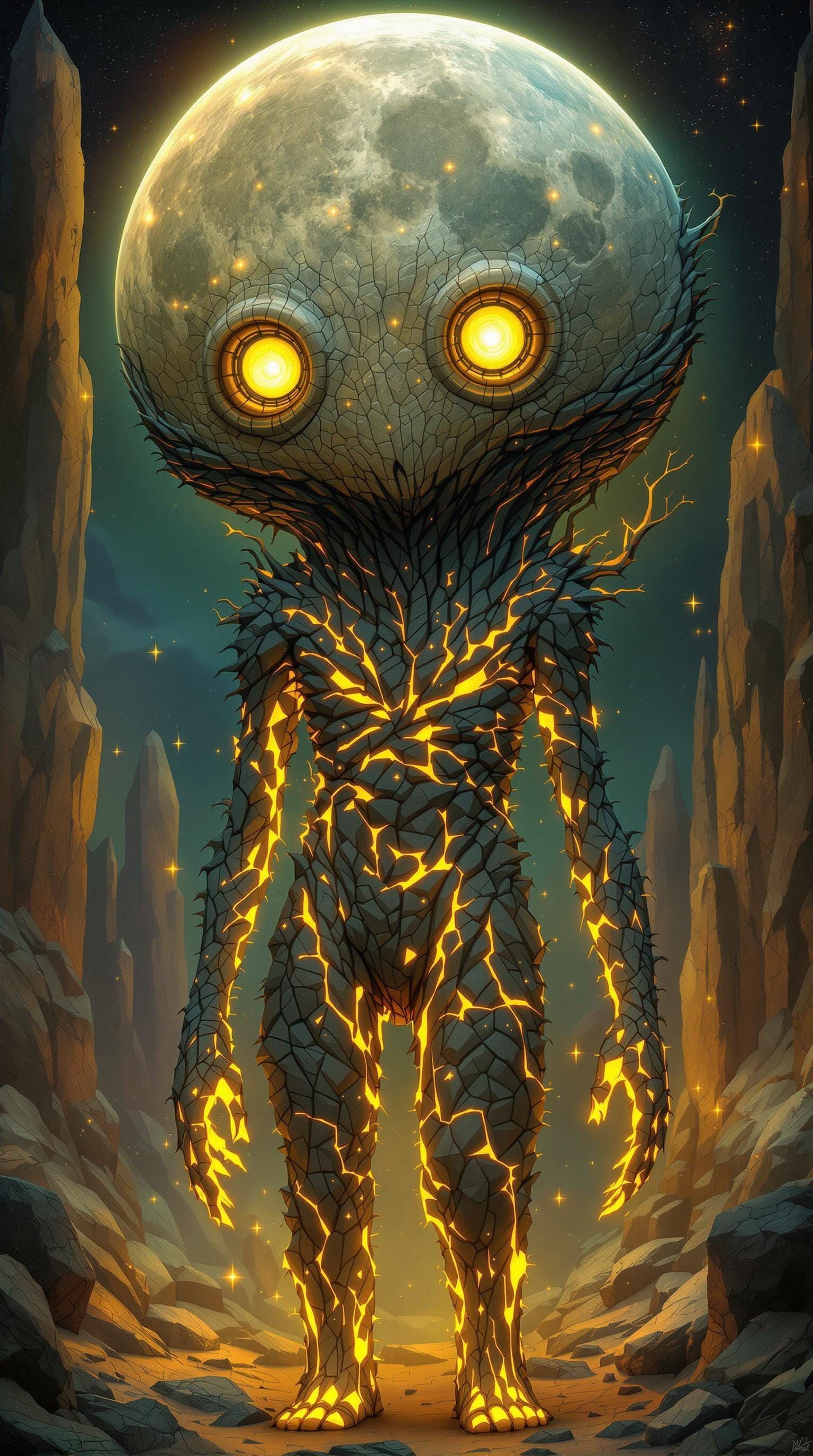 Moonie - Moon Head Humanoid in Whimsical Surreal Style