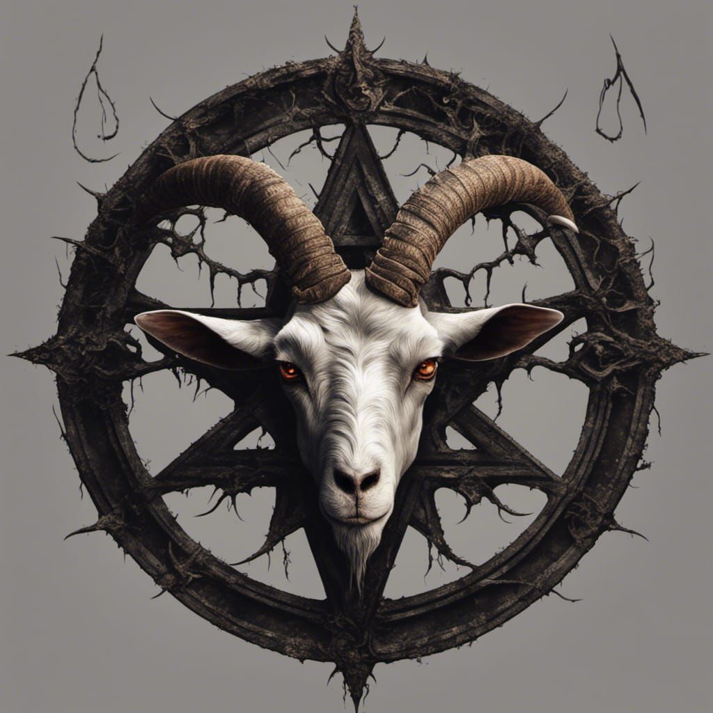 "the dead hate the evil living sinister, rotting goat head pentagram ...