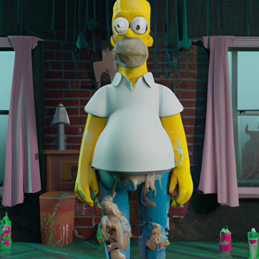 Personification of Homer Simpson’s , a 8k, Art By Tim Burton's ...