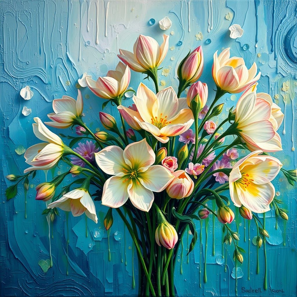 Here's spring - Dreamy Spring Bouquet in Bold, Textural Styl...