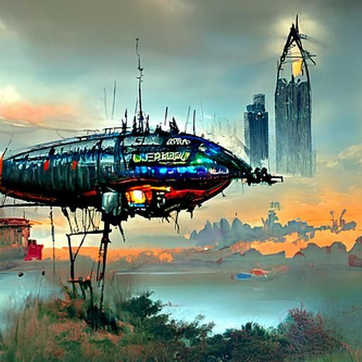 Cyberpunk Airship - AI Generated Artwork - NightCafe Creator