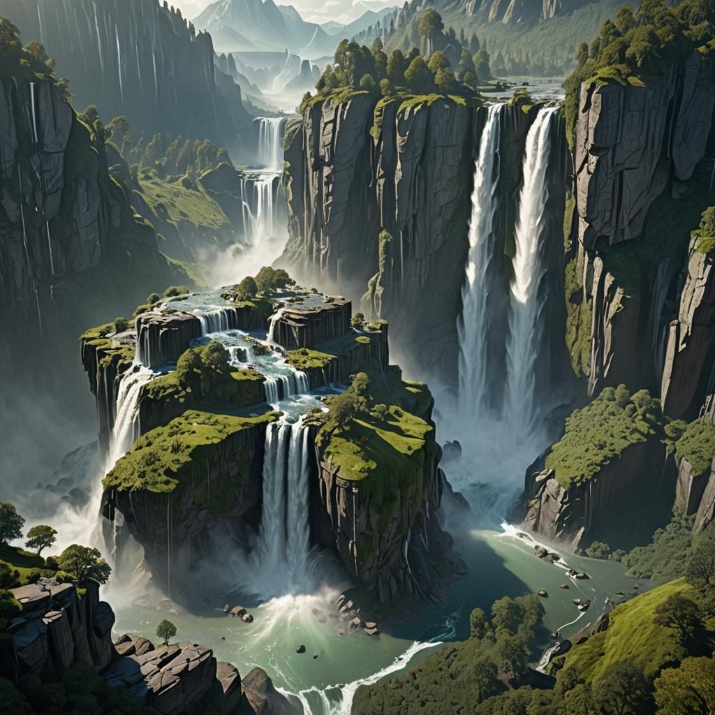 Hyperdetailed floating landscapes in the air with epic very high ...