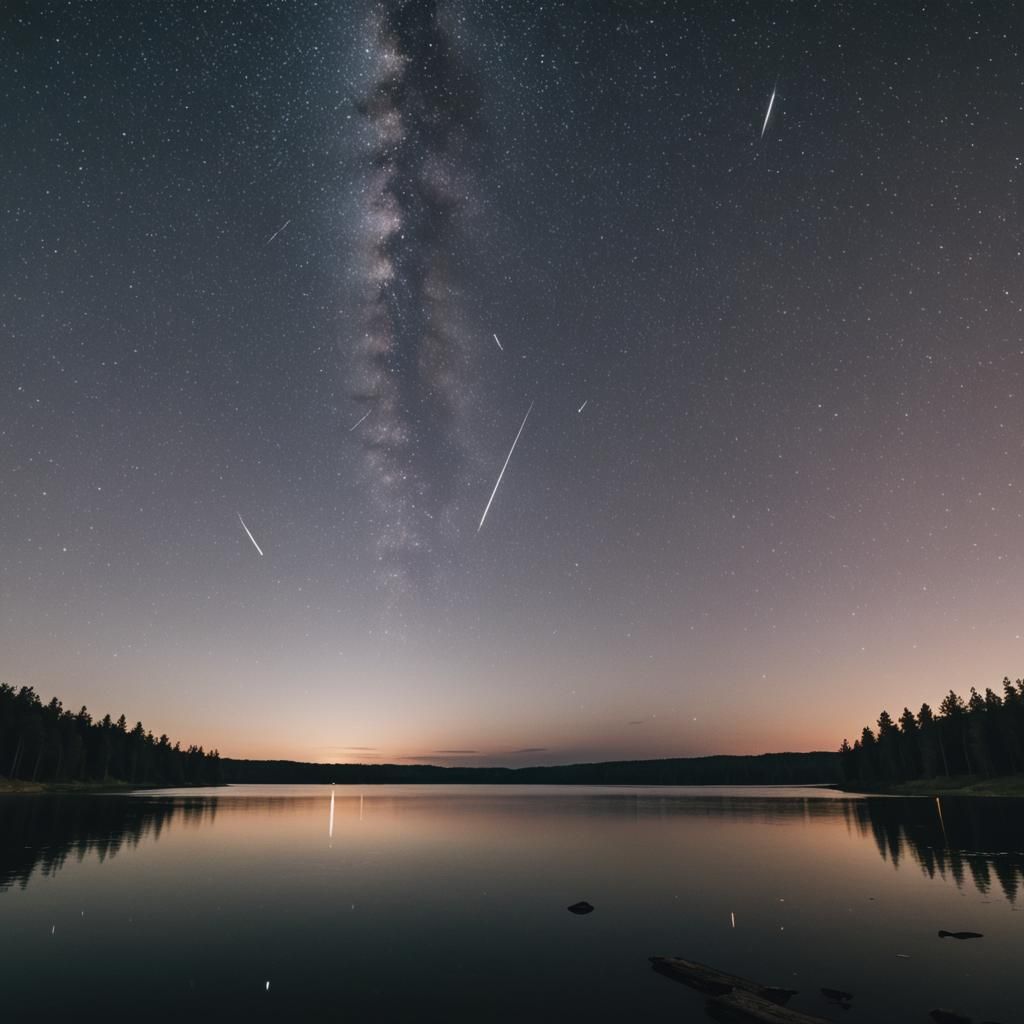 shooting stars over a lake - AI Generated Artwork - NightCafe Creator