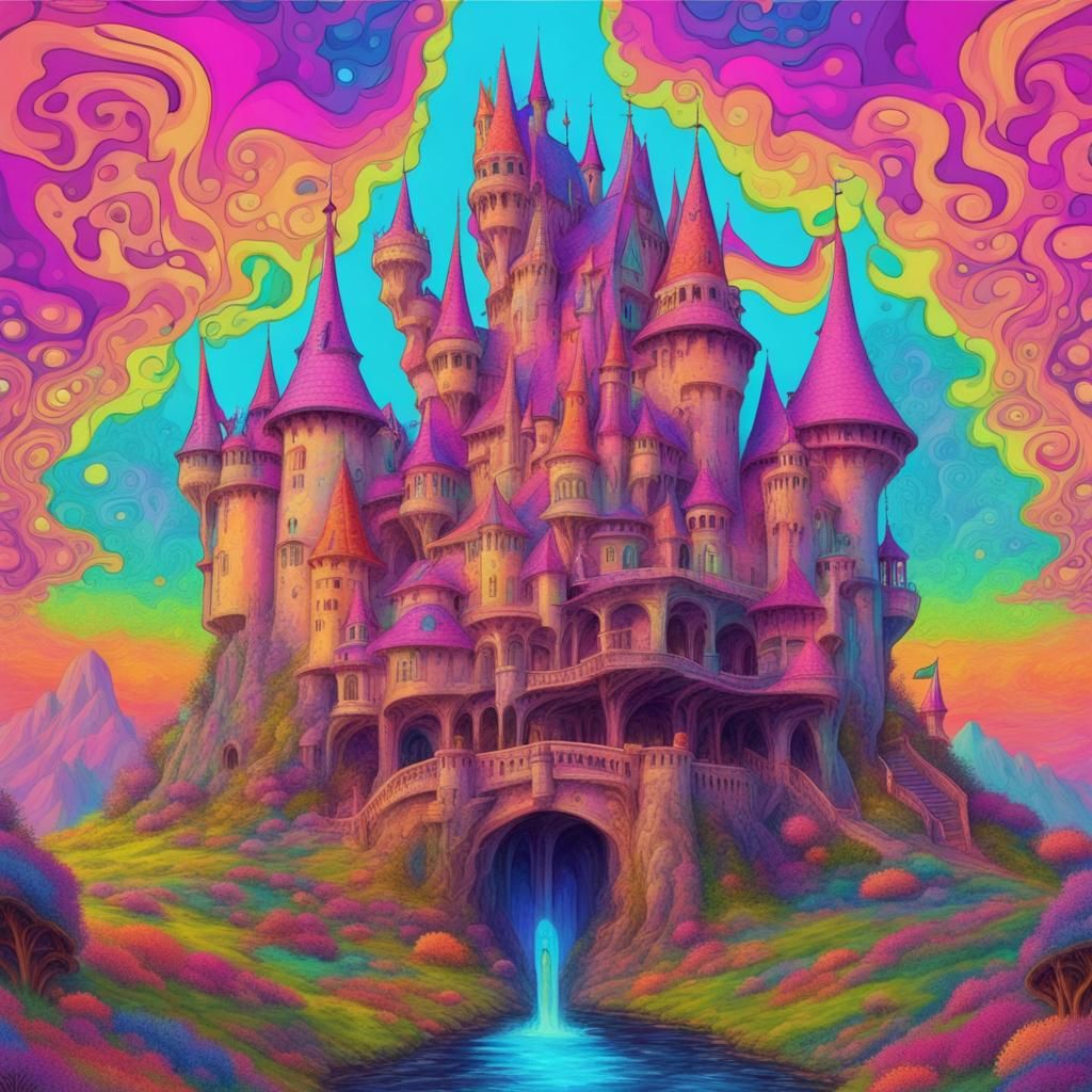 Psychedelic fantasy castle - AI Generated Artwork - NightCafe Creator
