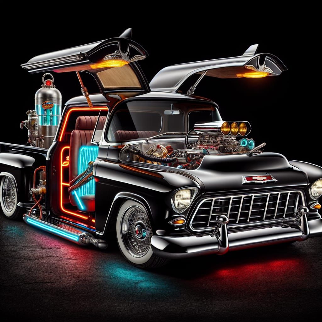 Vintage 1955 Chevy Truck Transformed into Futurist... - AI Art
