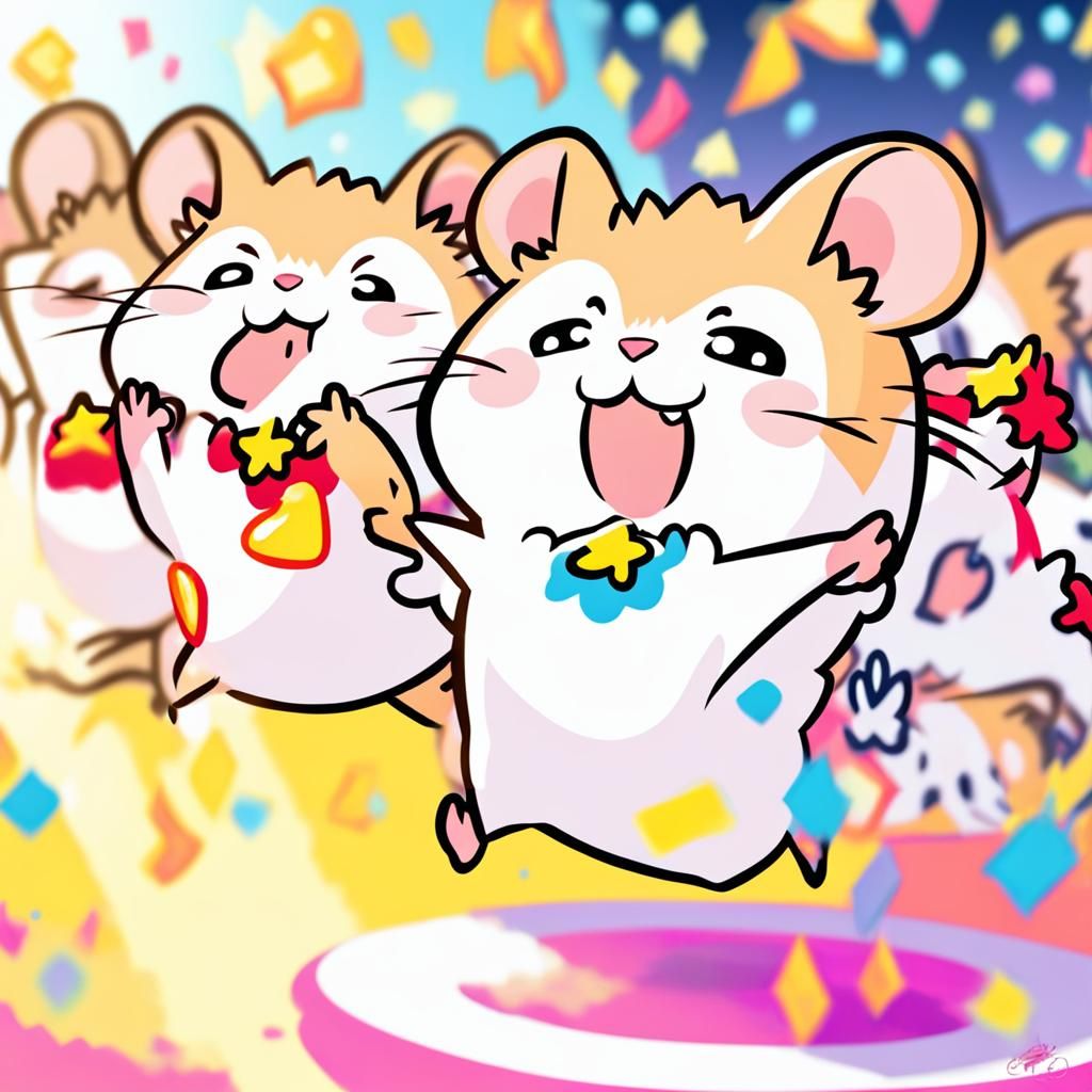 Hamtaro dancing joyfully! - AI Generated Artwork - NightCafe Creator