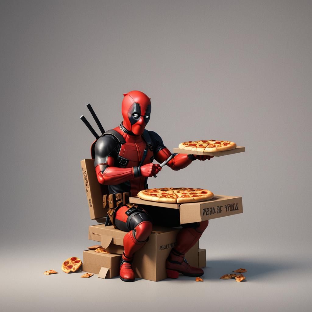 Solitary Deadpool pizza. - AI Generated Artwork - NightCafe Creator