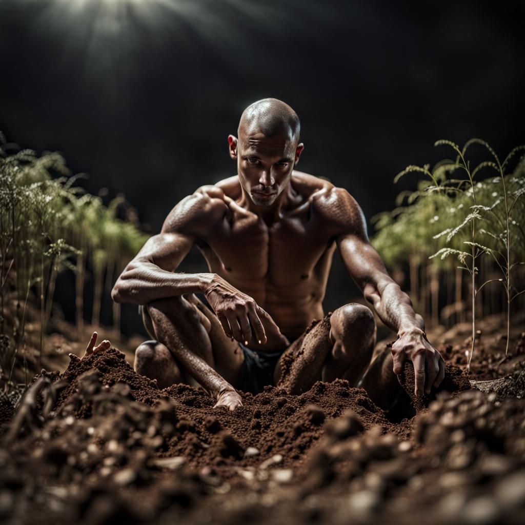 God creating man from soil... - AI Generated Artwork - NightCafe Creator