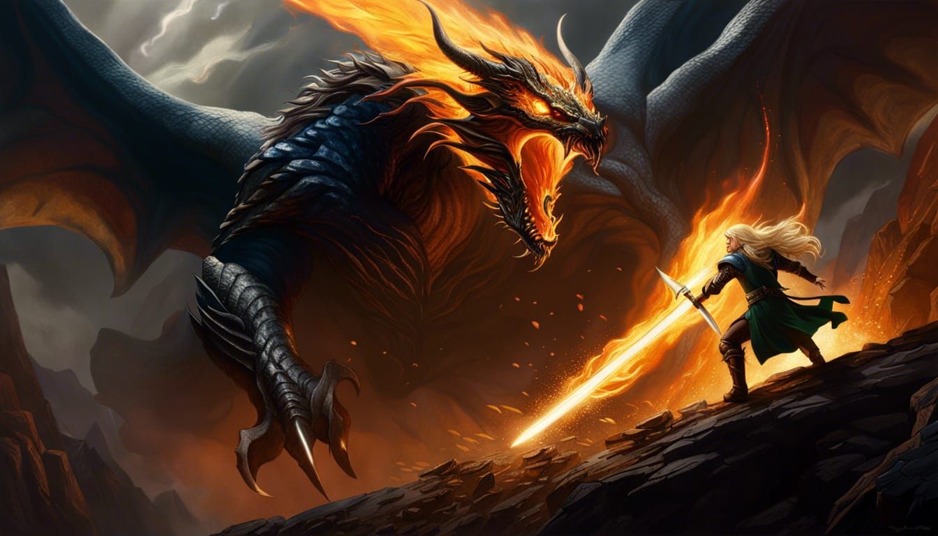 Elf vs Demon Dragon - AI Generated Artwork - NightCafe Creator