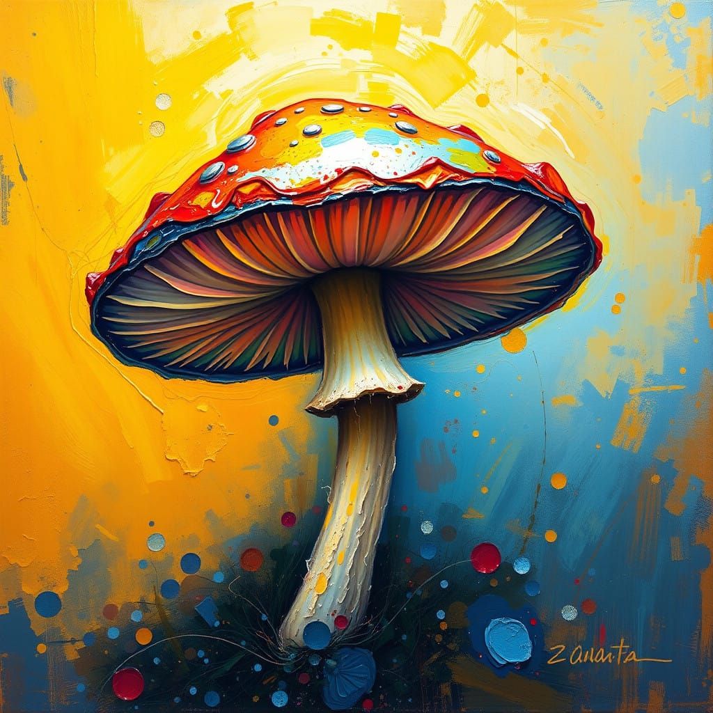 I'm not so dangerous ! - Neo-Impressionist Mushroom in Vibra...