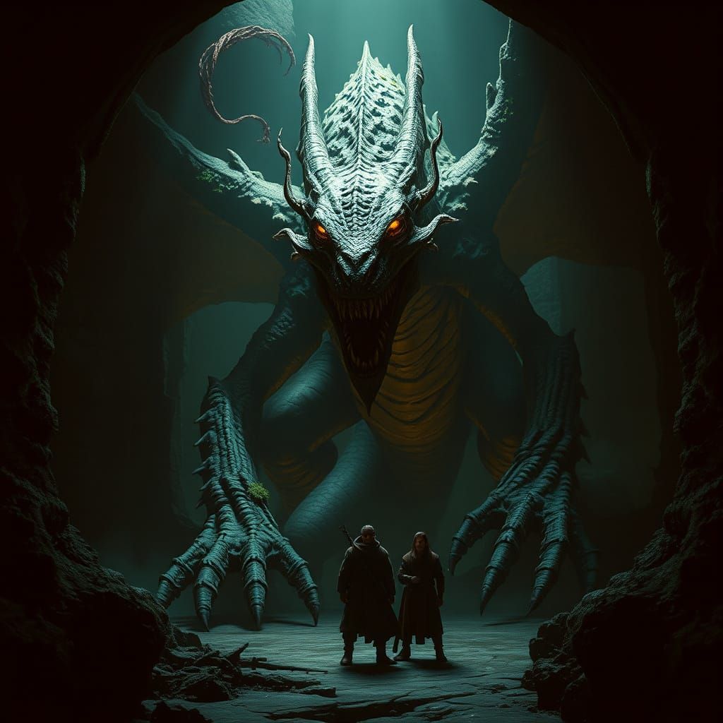 Gothic Undead Dragon Reigns in Ancient Crypt - AI Art