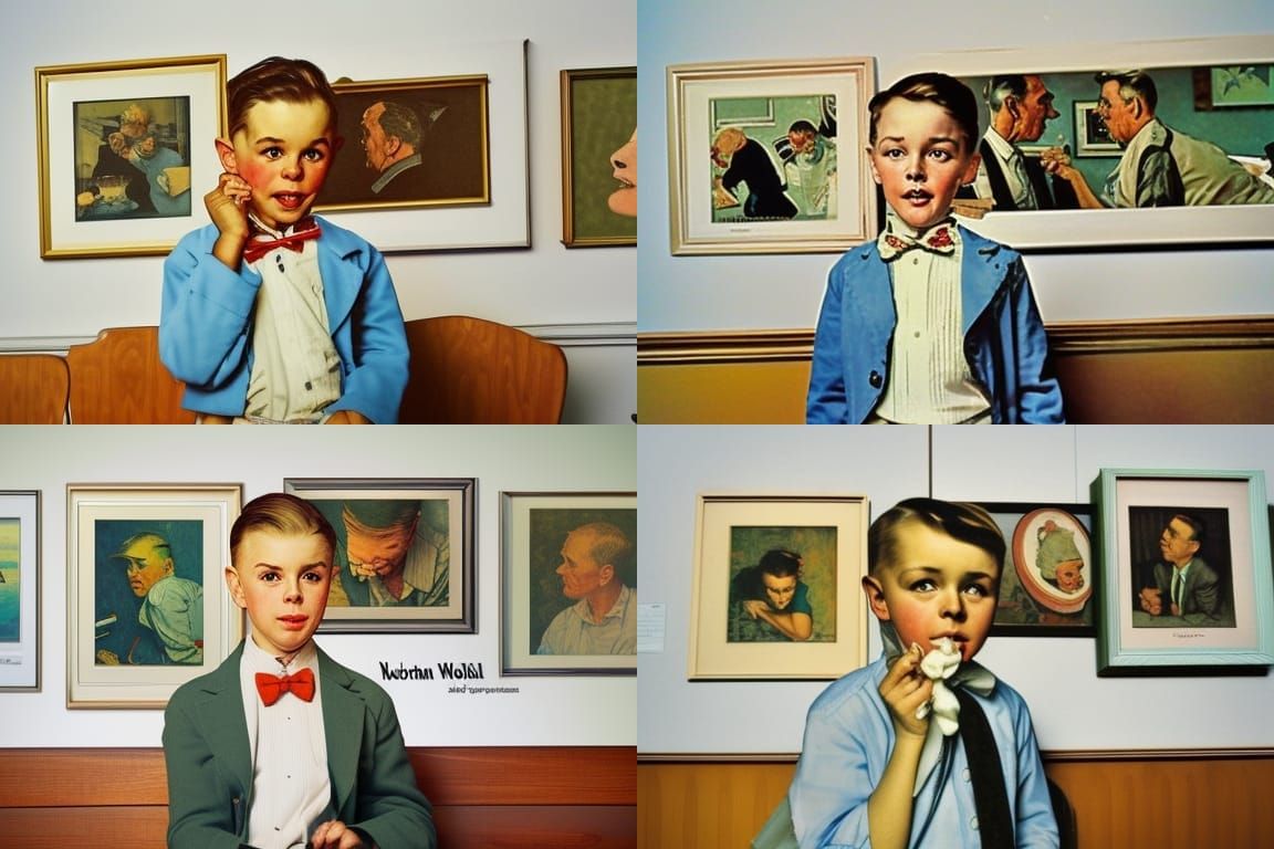 Norman Rockwell art style, expressions, sharp, clear, focused, retro, vintage, portrait style ...