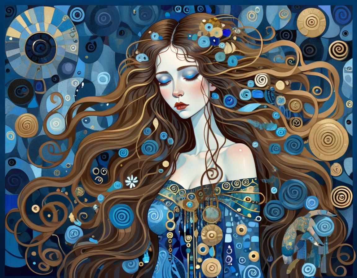 Blue Klimt - AI Generated Artwork - NightCafe Creator