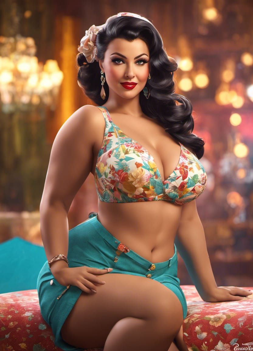 Plus Size Pin Up Gal - AI Generated Artwork - NightCafe Creator