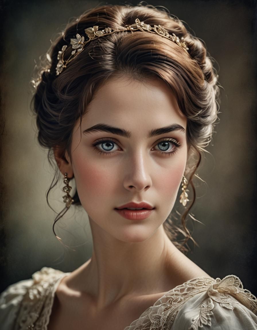 ultrarealistic vintage beautiful woman, dainty, exquisite facial ...